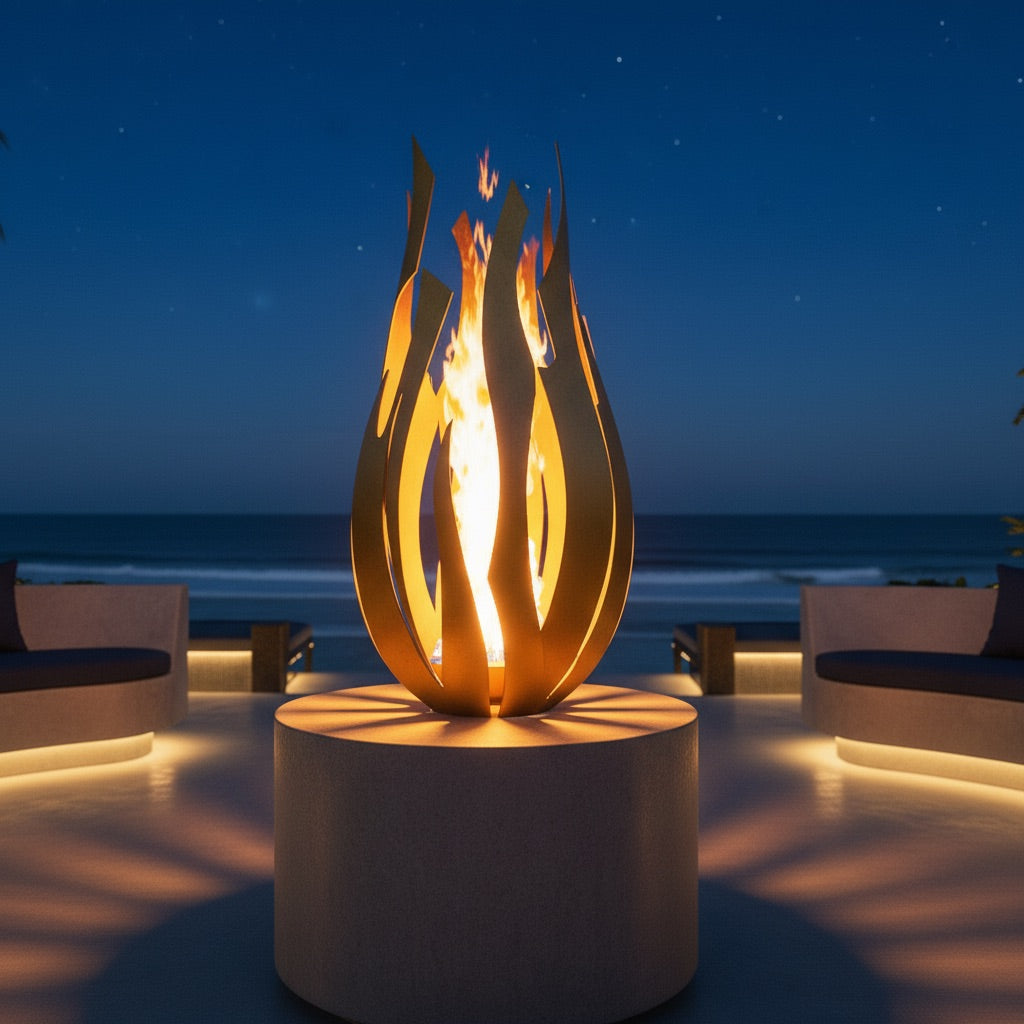 Comet Crash Metal Fire Sculpture by Modofire