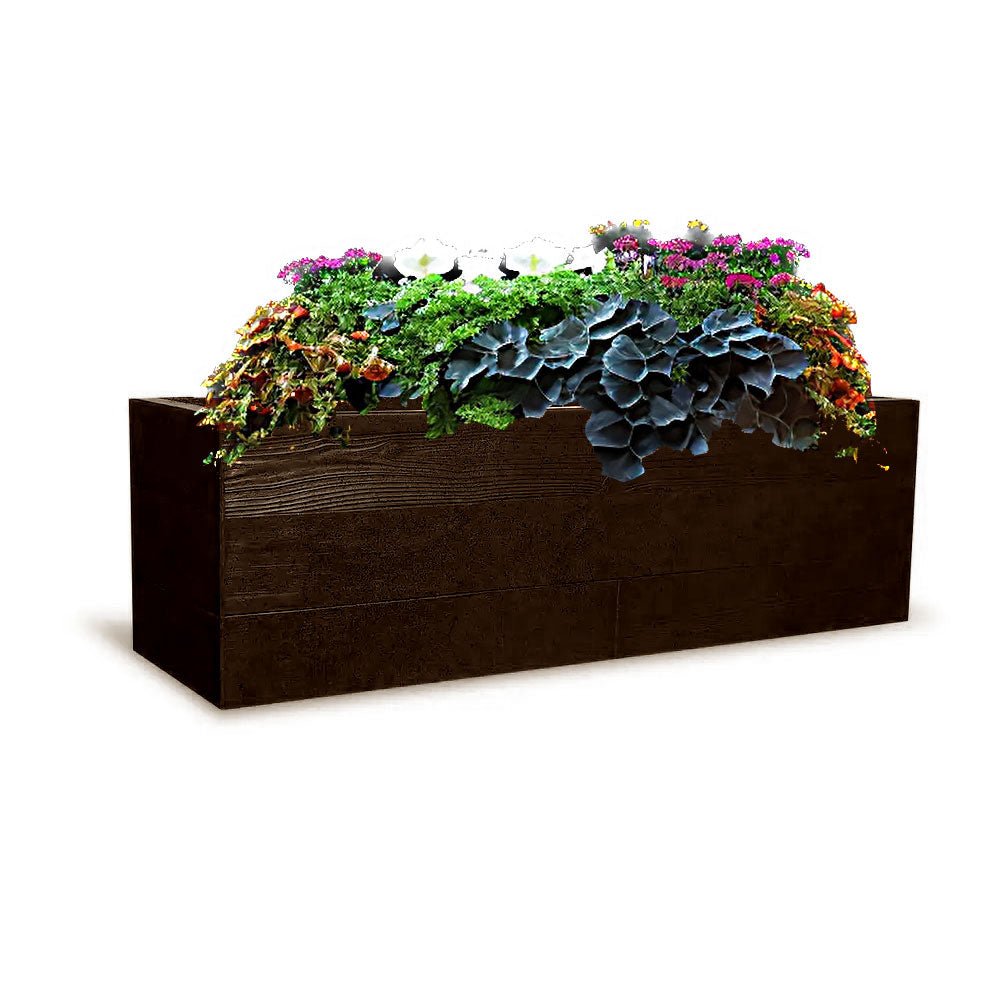 Aspen Rectangle Low Planter / Water Box - Wood Grain Concrete (GFRC ...