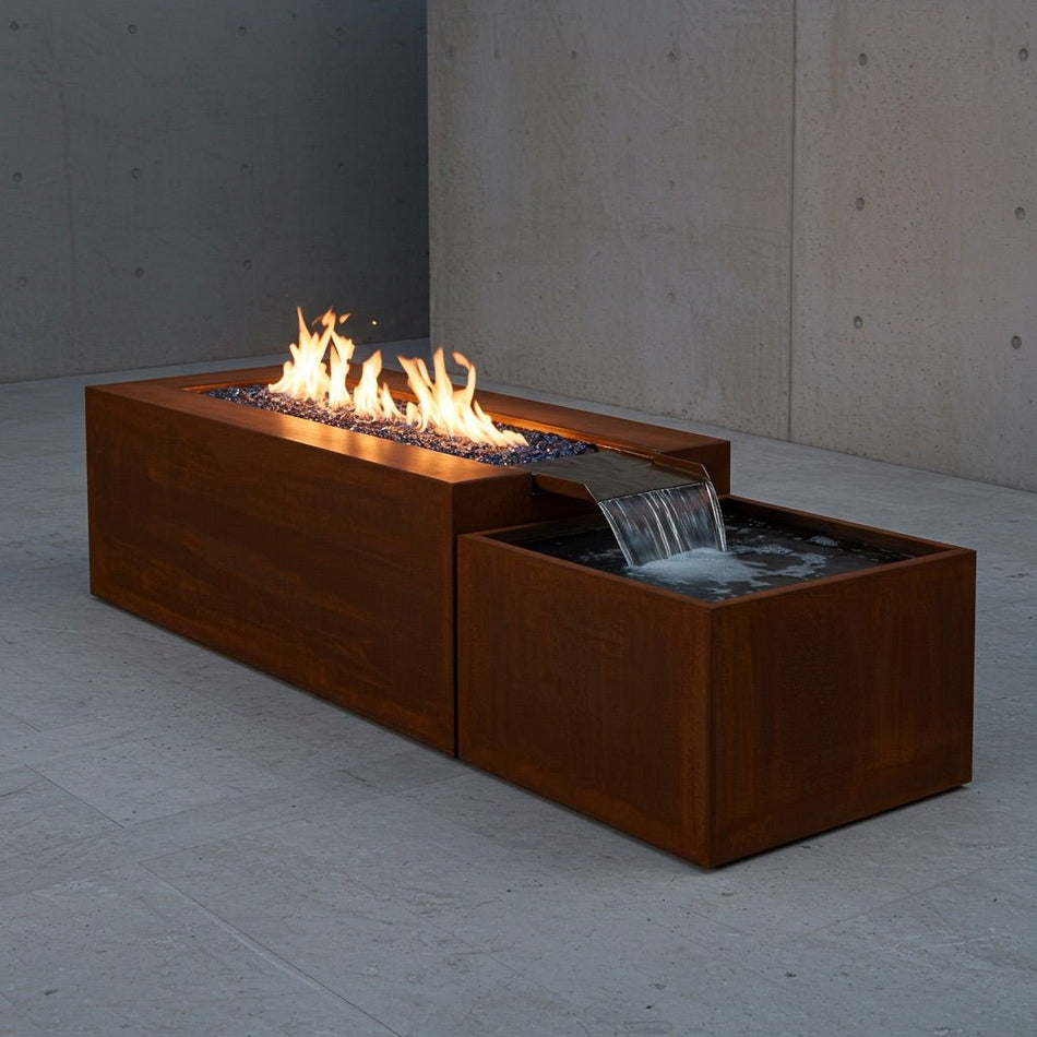 End Falls Fire & Water Feature | Custom Corten or Aluminum by Modofire