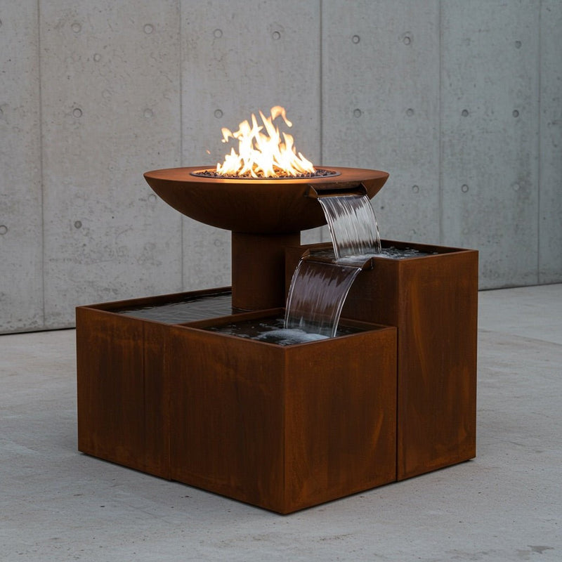 End Falls Fire & Water Feature | Custom Corten or Aluminum by Modofire
