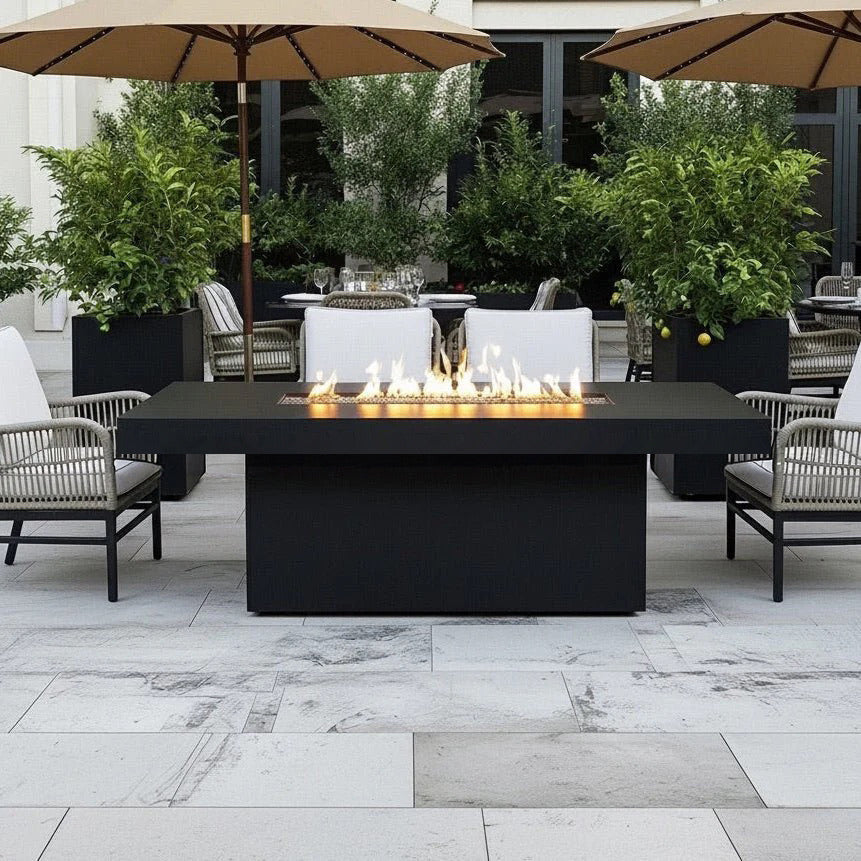Lineo Bold Fire Pit Dining Table | Thick Tabletop | Modofire