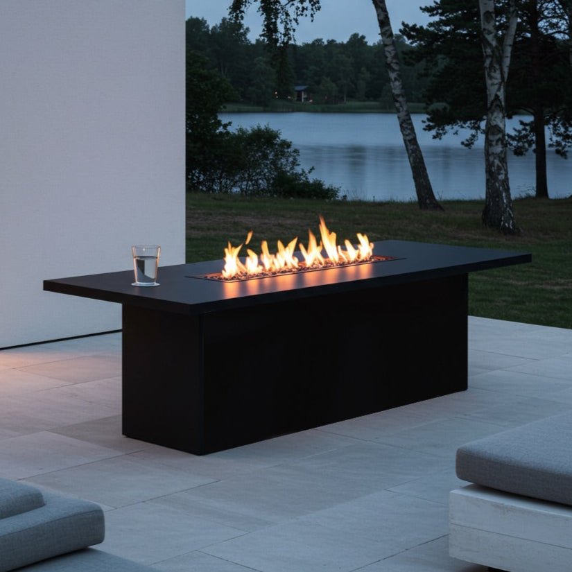 Lineo Top Fire Pit Dining Table - Aluminum, Modofire, Furniture ...