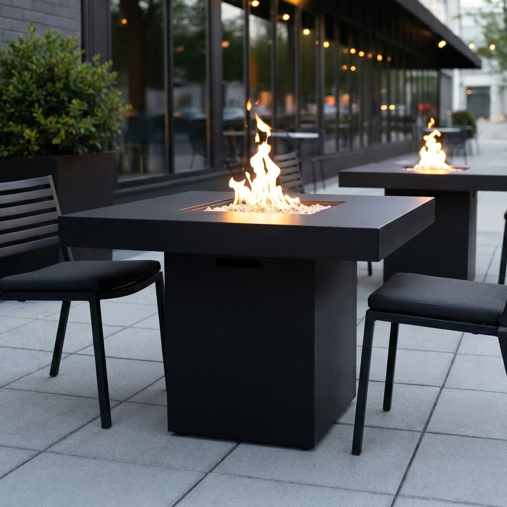 Quad Bold Fire Pit Dining Table | Thick Tabletop by Modofire
