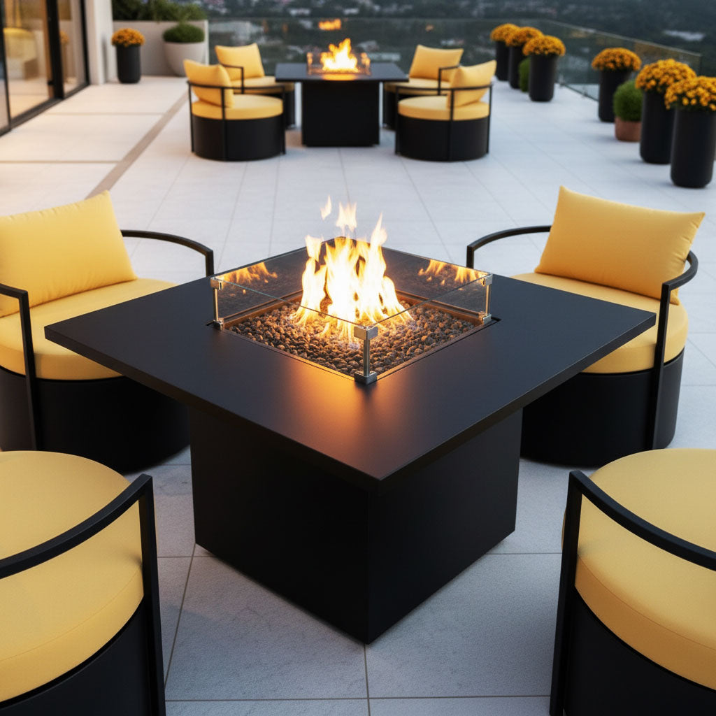 Quad Fire Pit Dining Table | Custom Aluminum by Modofire