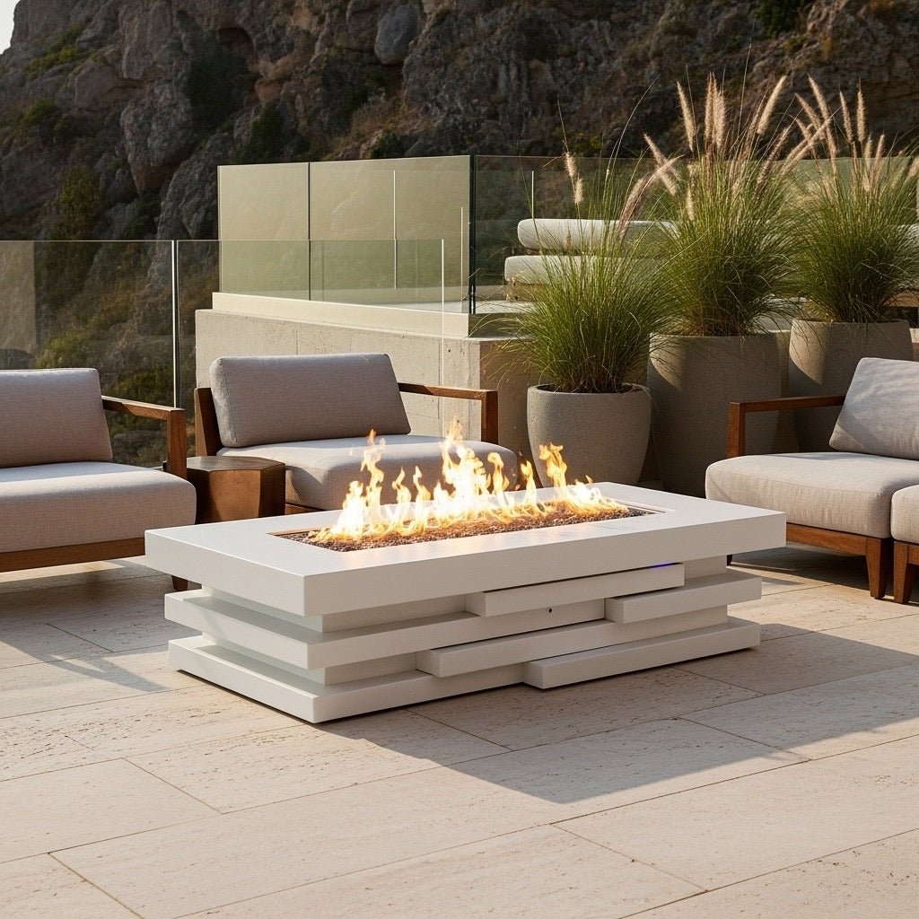 Strata Fire Pit Table | Unique Layered Aluminum by Modofire